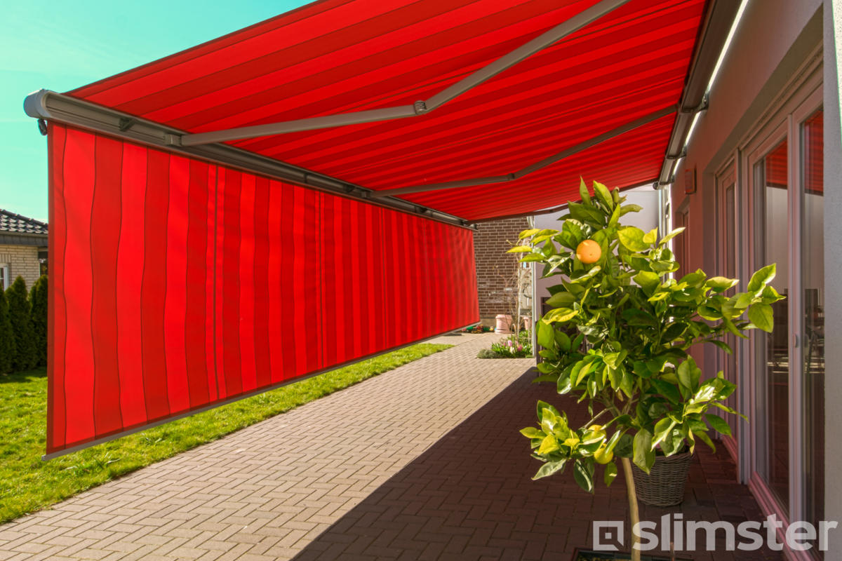 Knikarmscherm kopen & plaatsen? Prijzen knikarm zonwering - Slimster